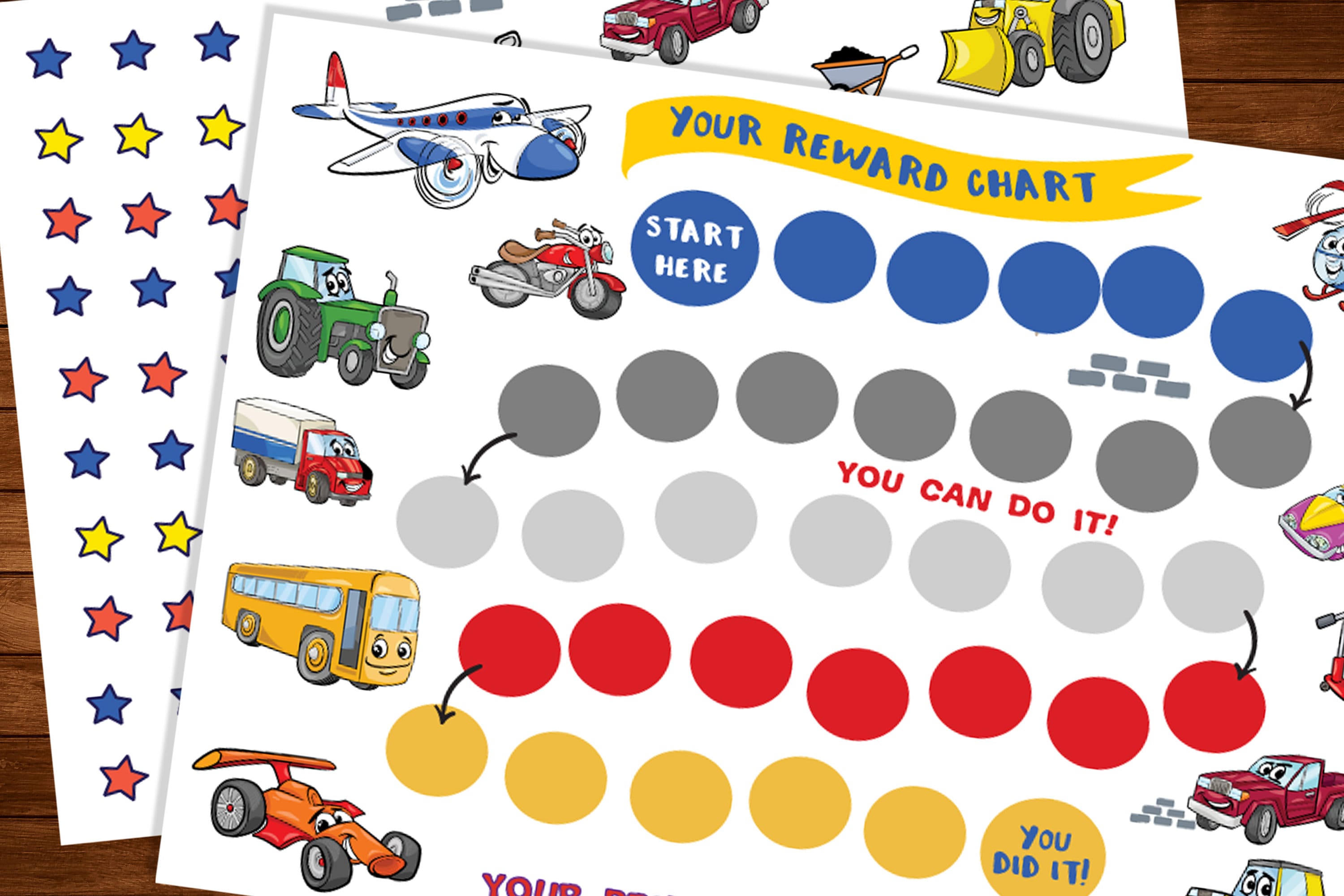 Printable Reward Chart reward Chart Vehicle Sticker Chart - Etsy Israel
