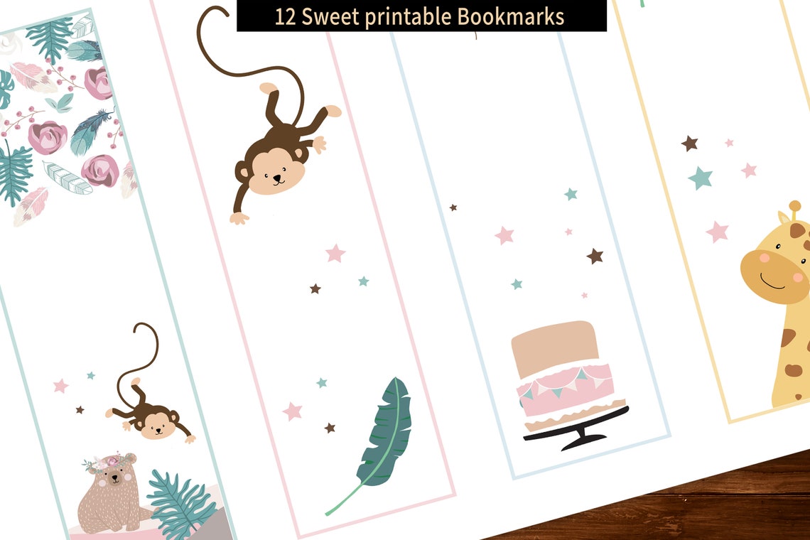 Printable Bookmarks Template, Printable Gift, Animals Bookmarks ...