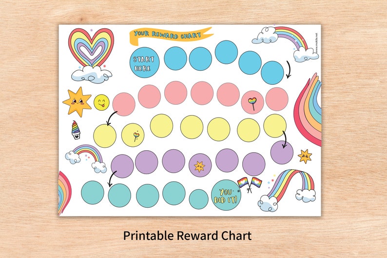 Printable Reward Chart Rainbow Sticker Chart Instant - Etsy