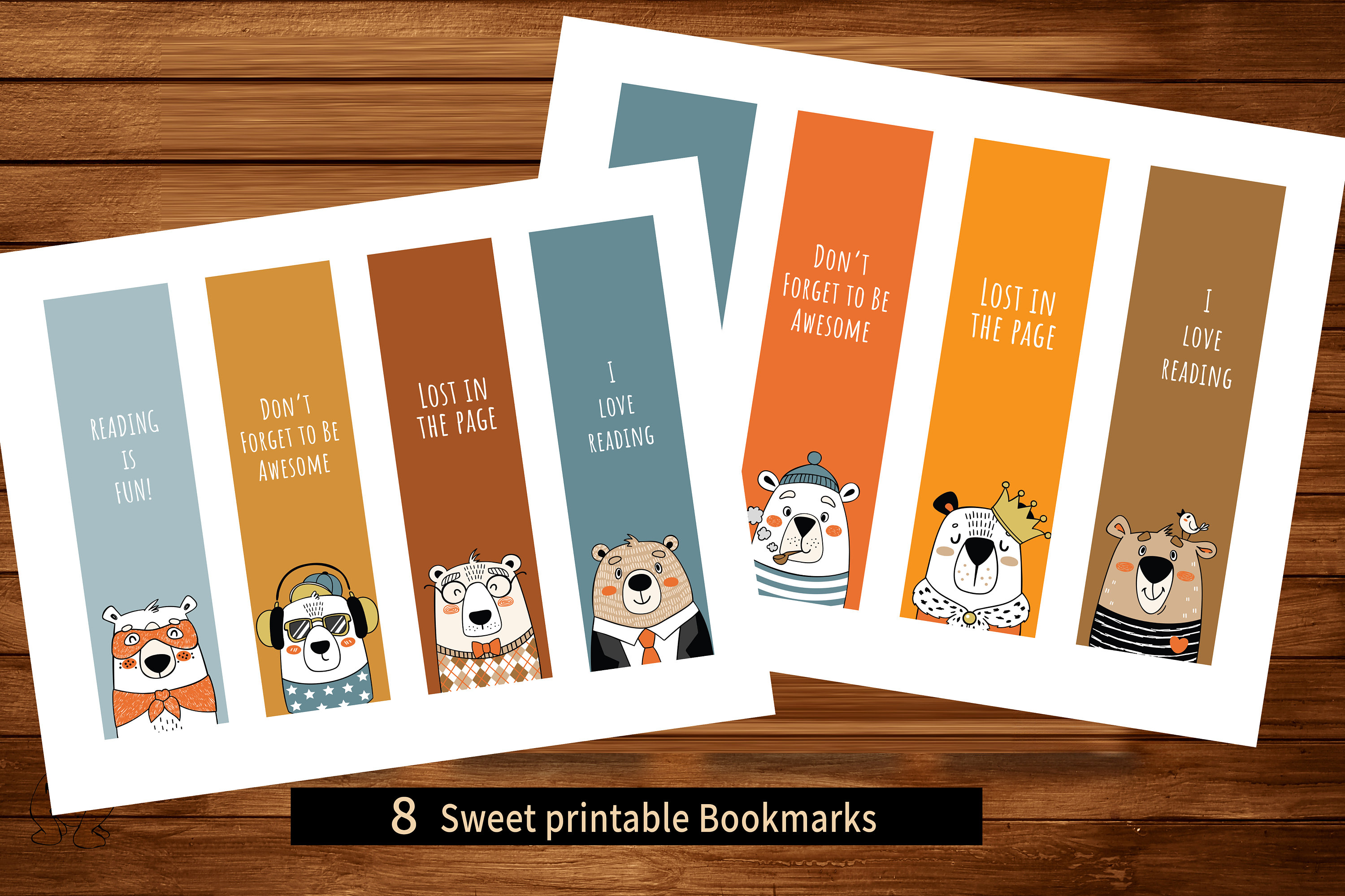 Printable Bookmarks Template, Cute Bear Bookmarks, Printable Bookmarks ...