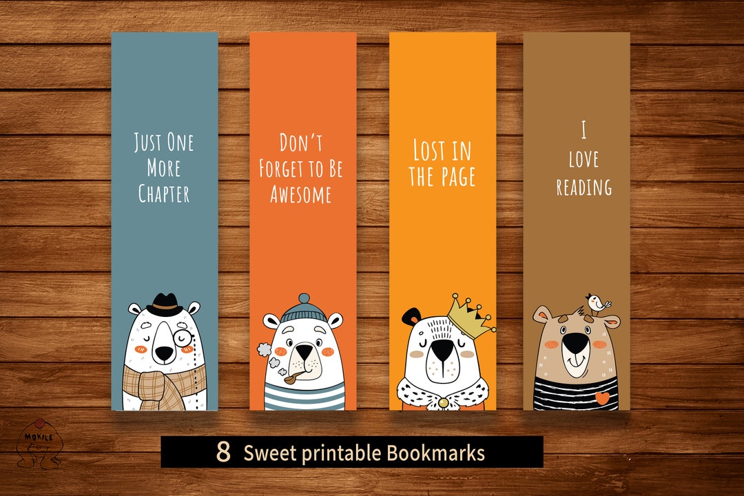 Printable Bookmarks Template, Cute Bear Bookmarks, Printable Bookmarks ...