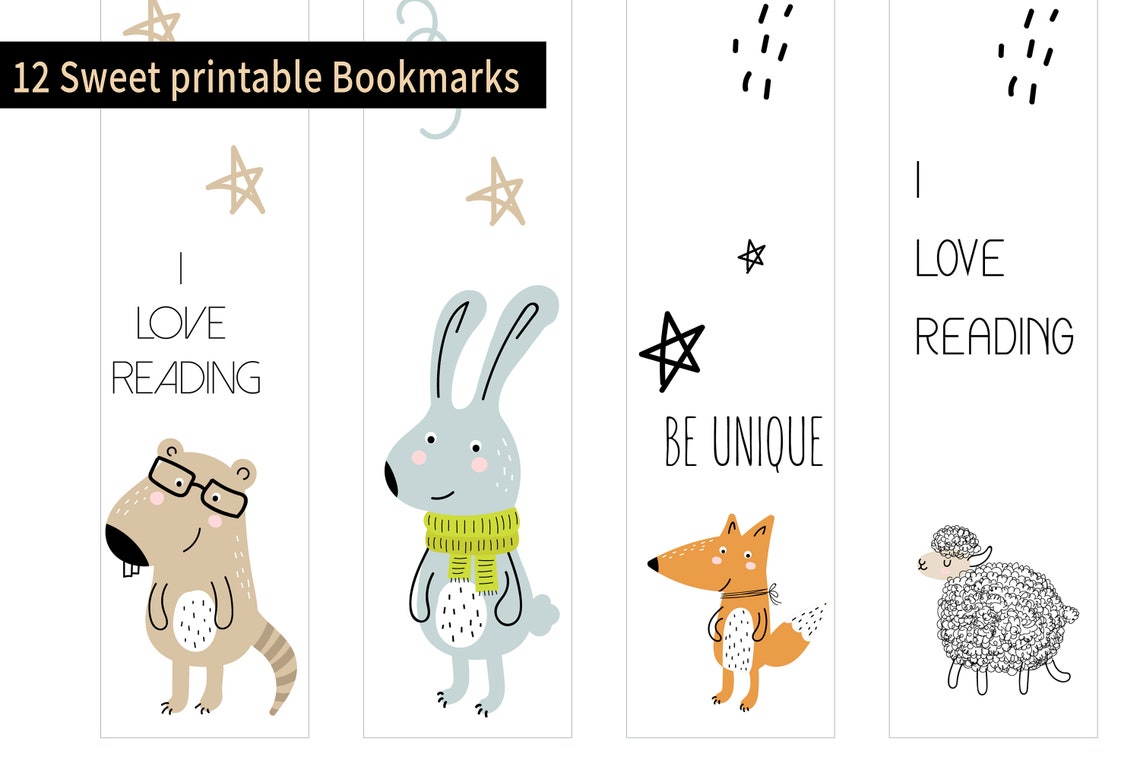 Printable Bookmarks Template Animals Bookmarks Printable - Etsy