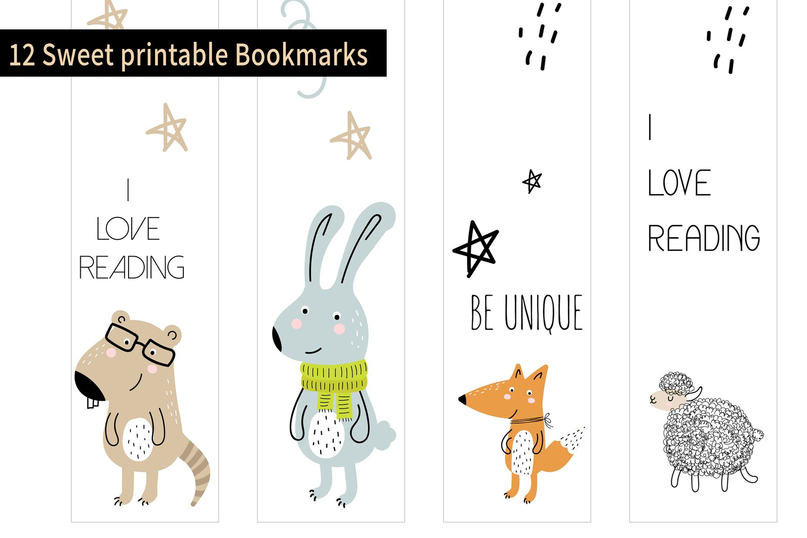 Printable Bookmarks Template, Animals Bookmarks, Printable Bookmarks ...