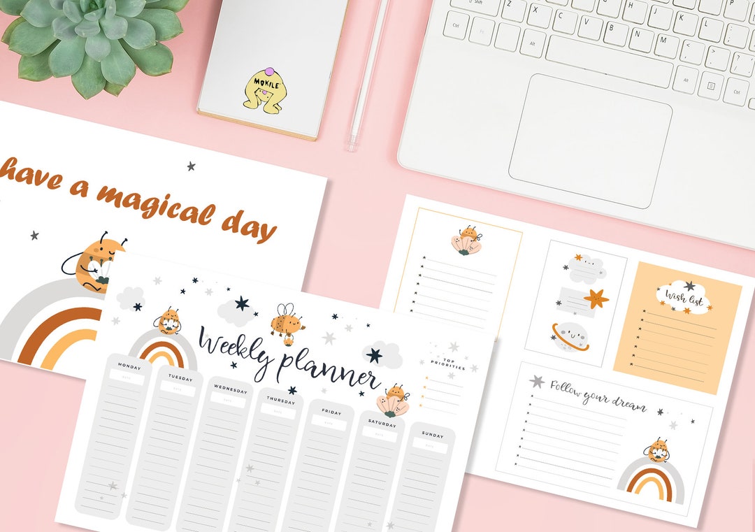 Kids Daily Schedule & Sticker Book | Printable Weekly Planner PDF JPG ...