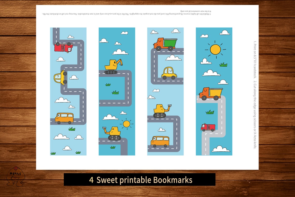 Printable Bookmarks Template, Printable Bookmarks for Kids ,car ...