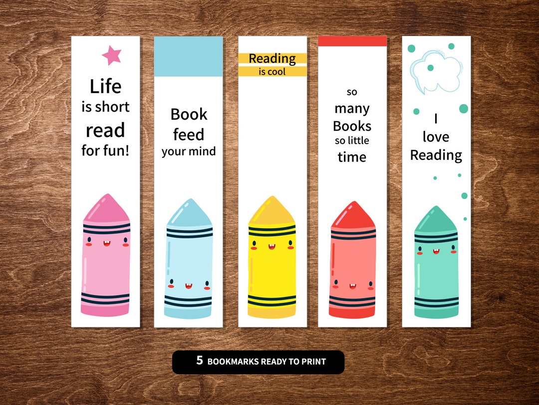 Printable Crayon Bookmarks for Kids: Colorful Reading Set (PDF) - Etsy