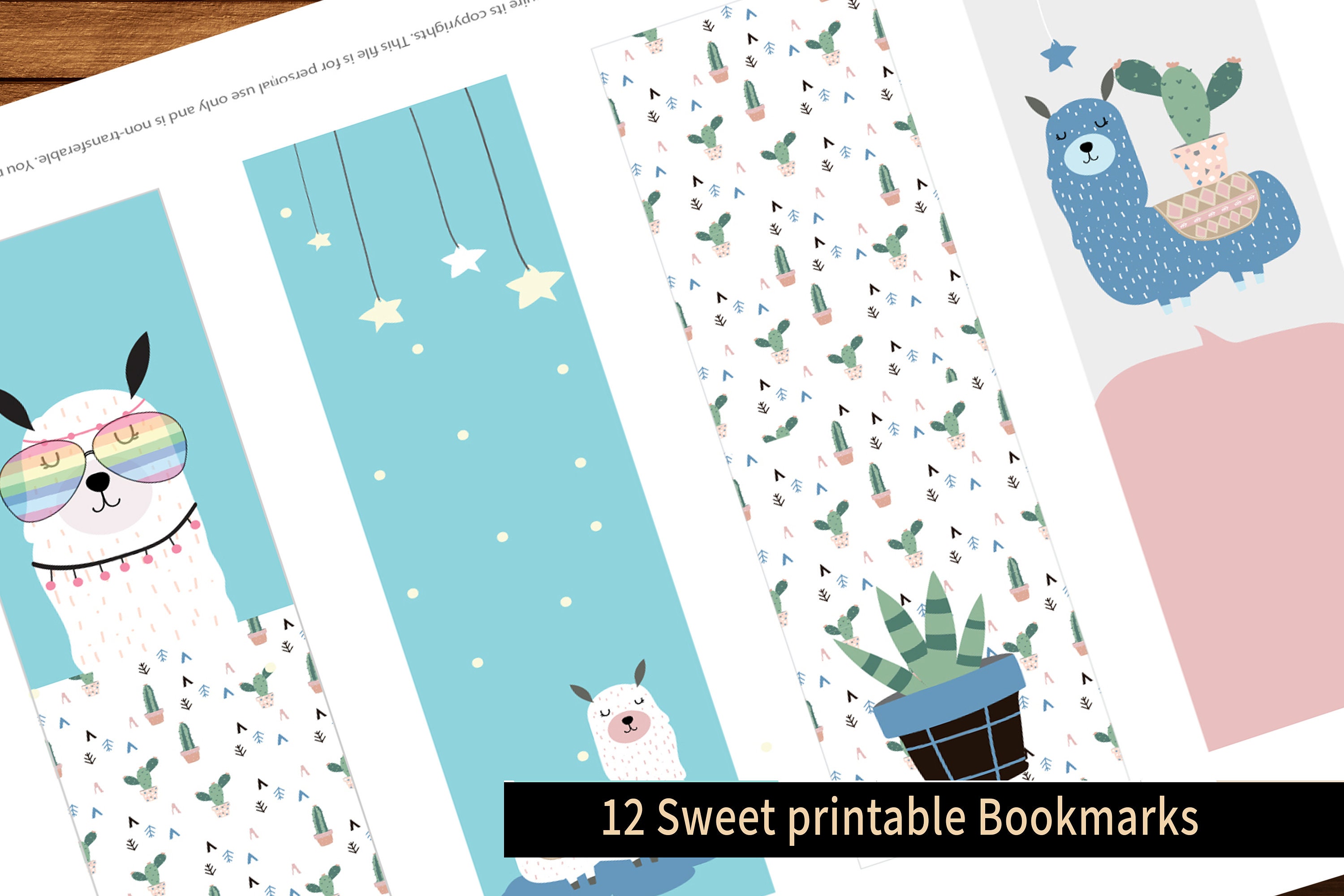 Printable Bookmarks Template, Llama, Alpaca, Cactus Bookmarks ...