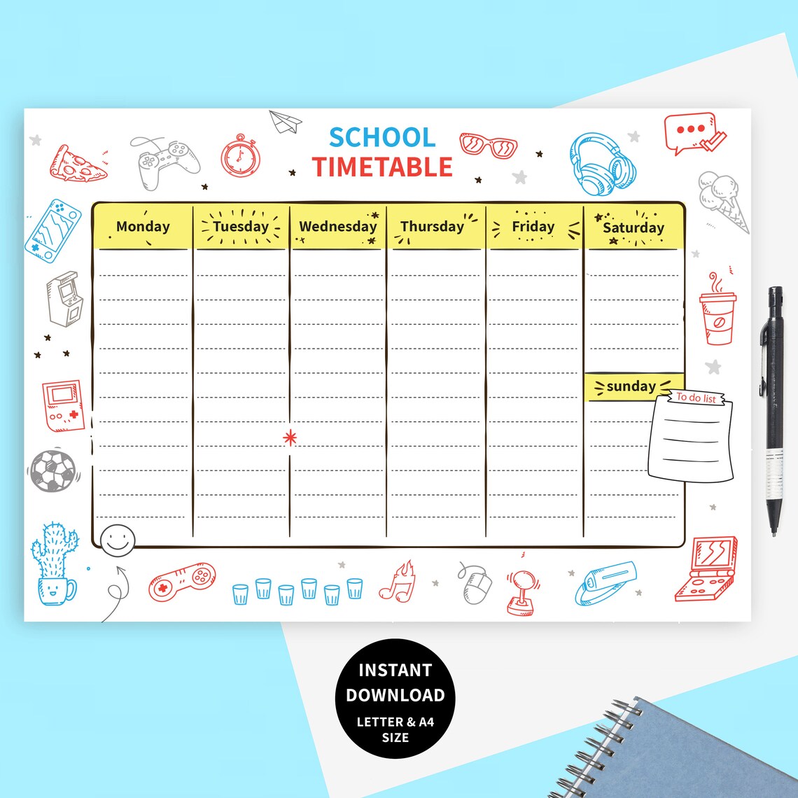 Kids Daily Schedule, Planner Printable, Activates Printable,home School ...