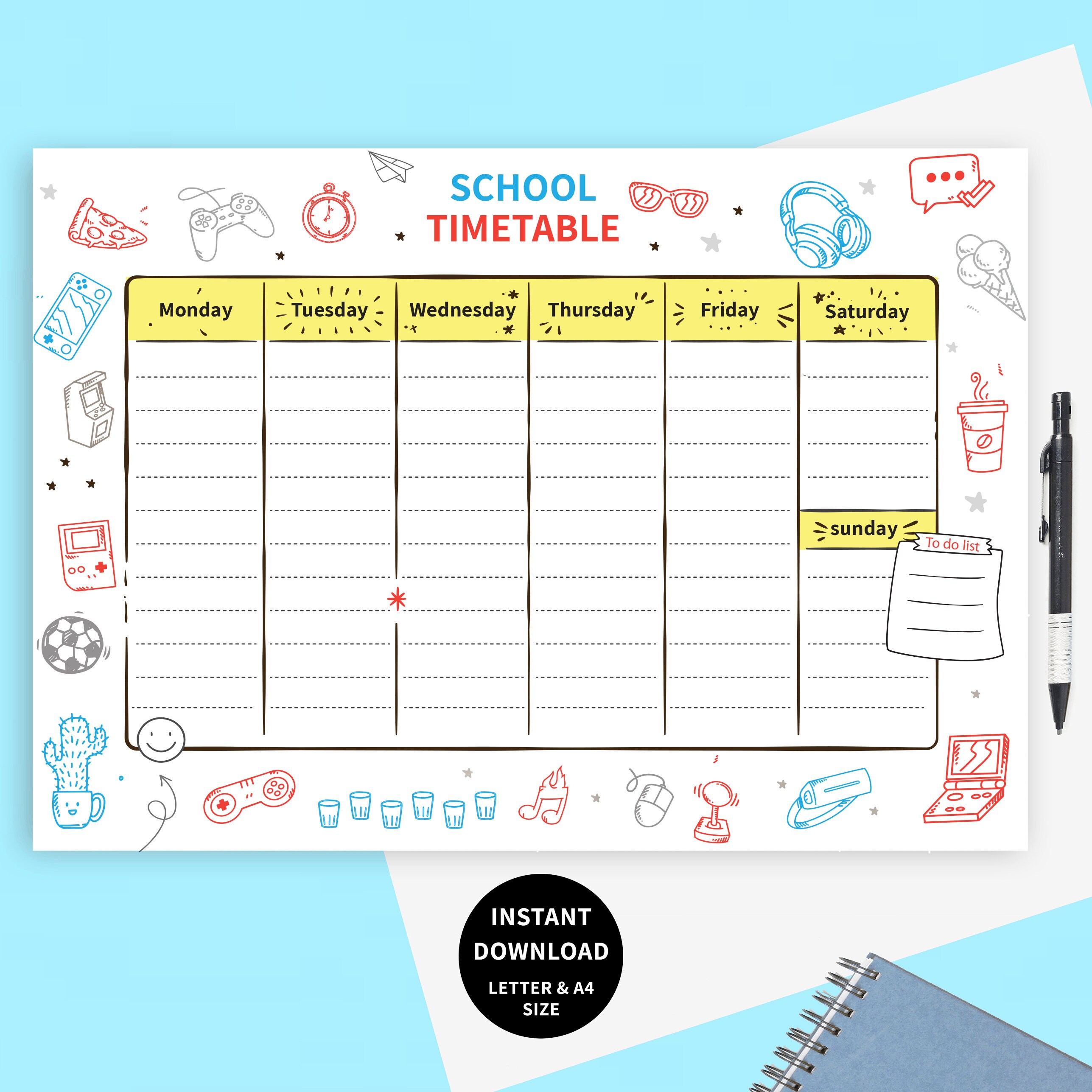 Kids Daily Schedule, Planner Printable, Activates Printable,home School ...