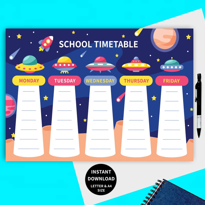 Weekly Schedule Printable Space Printable Weekly Organizer - Etsy