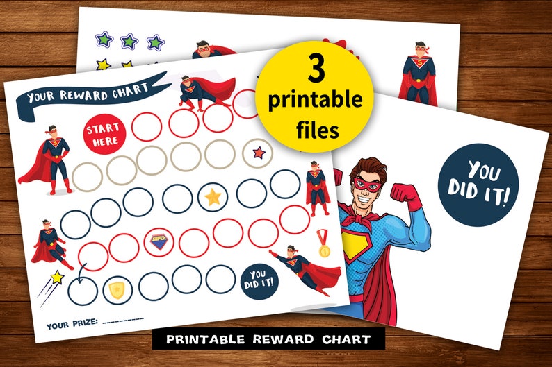 Reward Chart - Super Hero Reward Chart - Sticker Chart, Instant ...