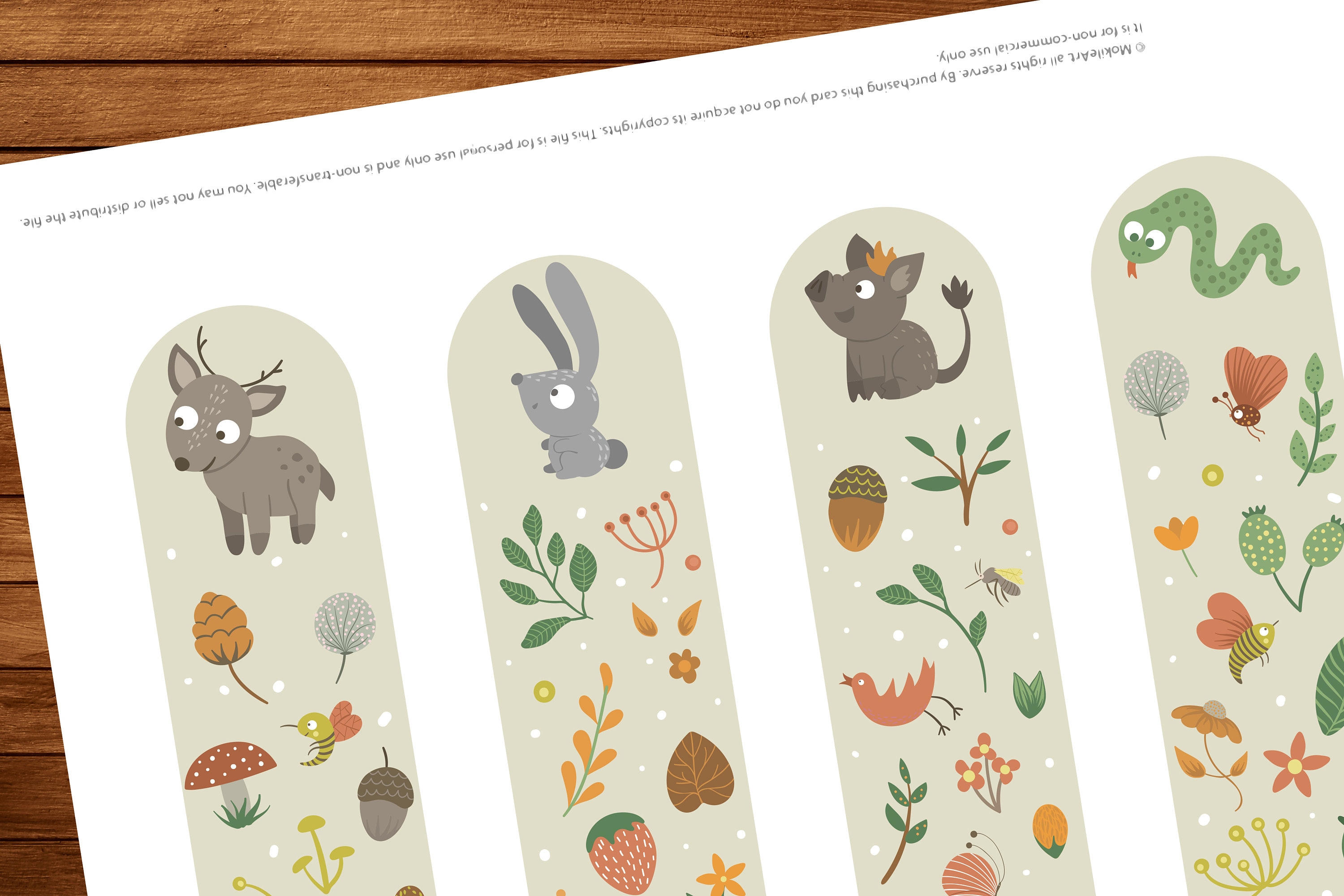 Animals Printable Bookmarks: Whimsical Forest Set (digital Download) - Etsy