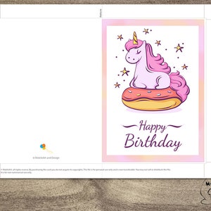 Unicorn Printableprintable Birthday Cards Instant Download - Etsy
