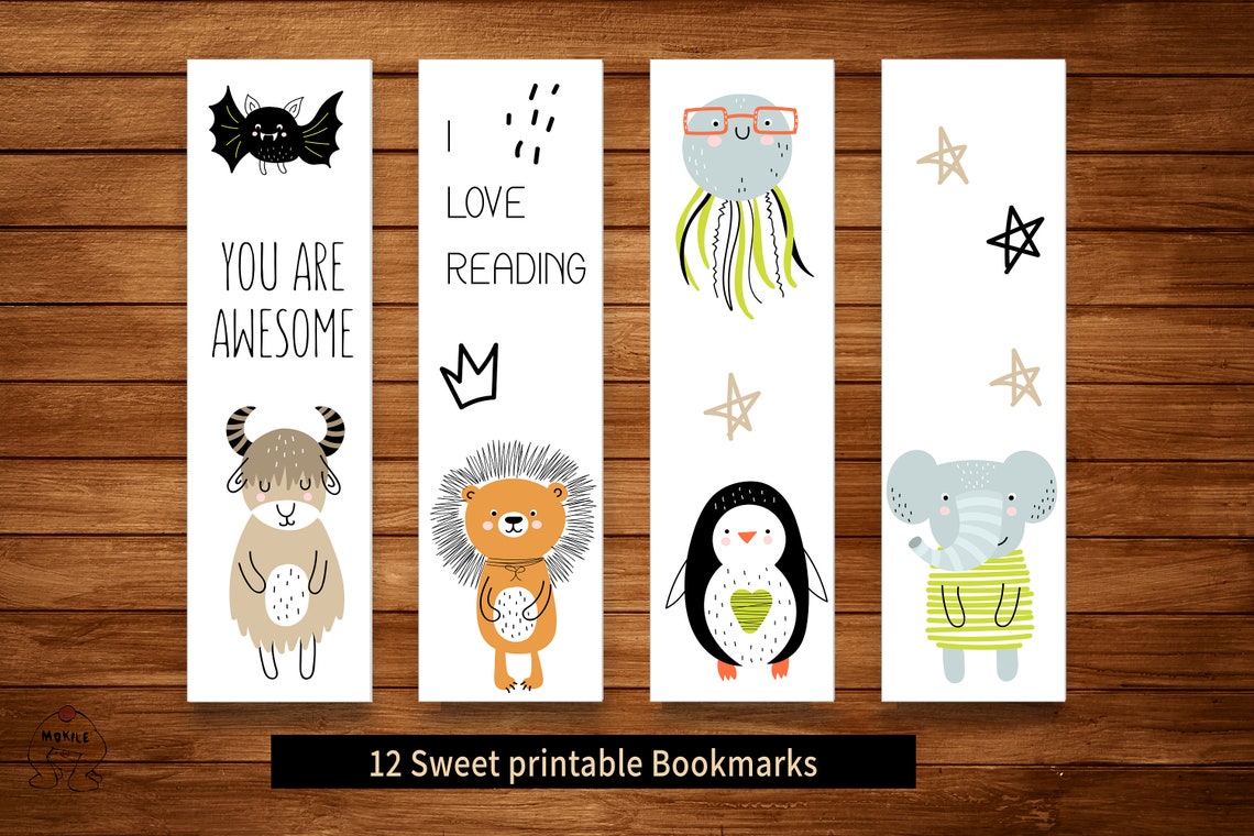 Printable Bookmarks Template Animals Bookmarks Printable - Etsy