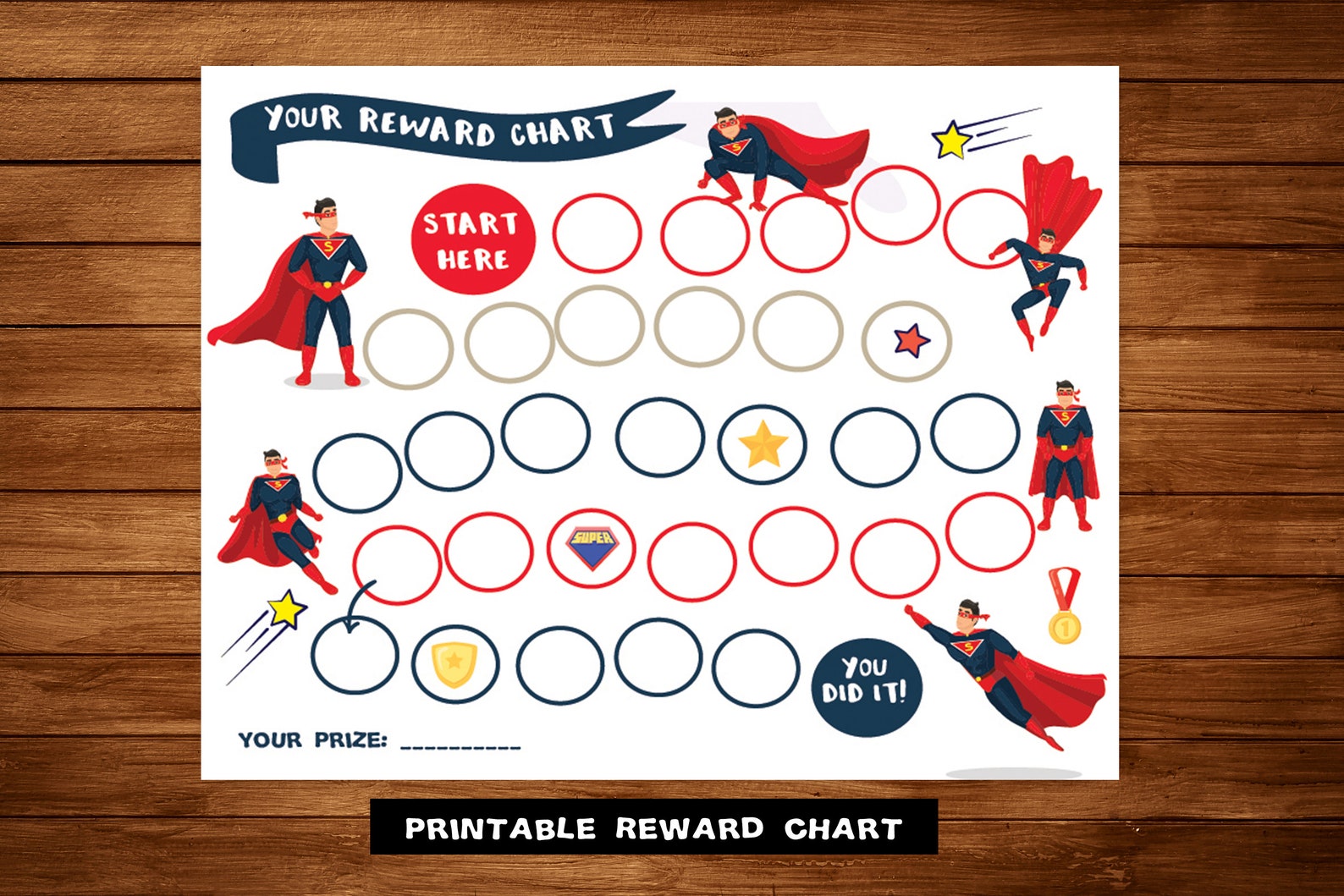Reward Chart - Super Hero Reward Chart - Sticker Chart, Instant ...