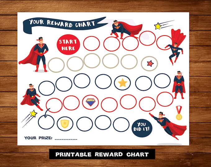 Reward Chart Super Hero Reward Chart Sticker Chart - Etsy Israel