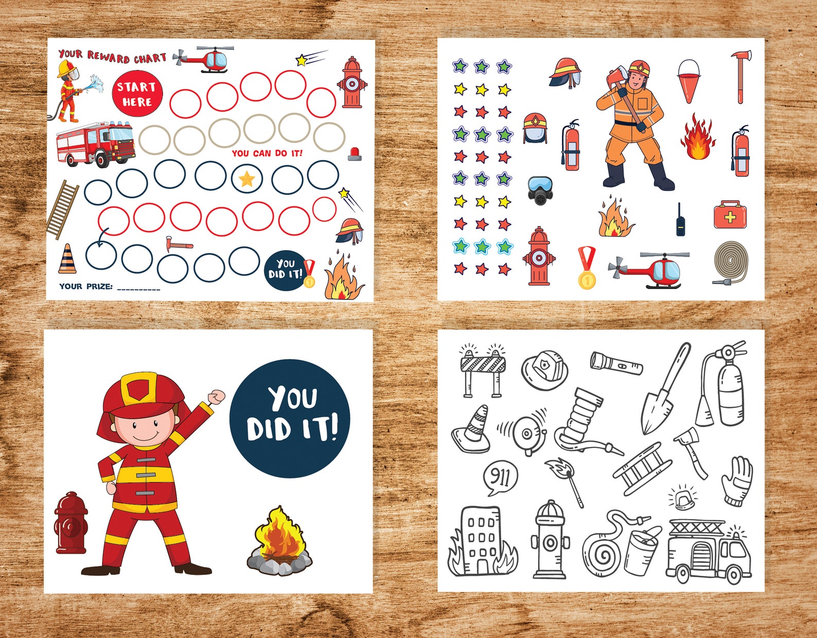 Printable Fire Engin Reward Chart, Sticker Chart, Instant Download ...