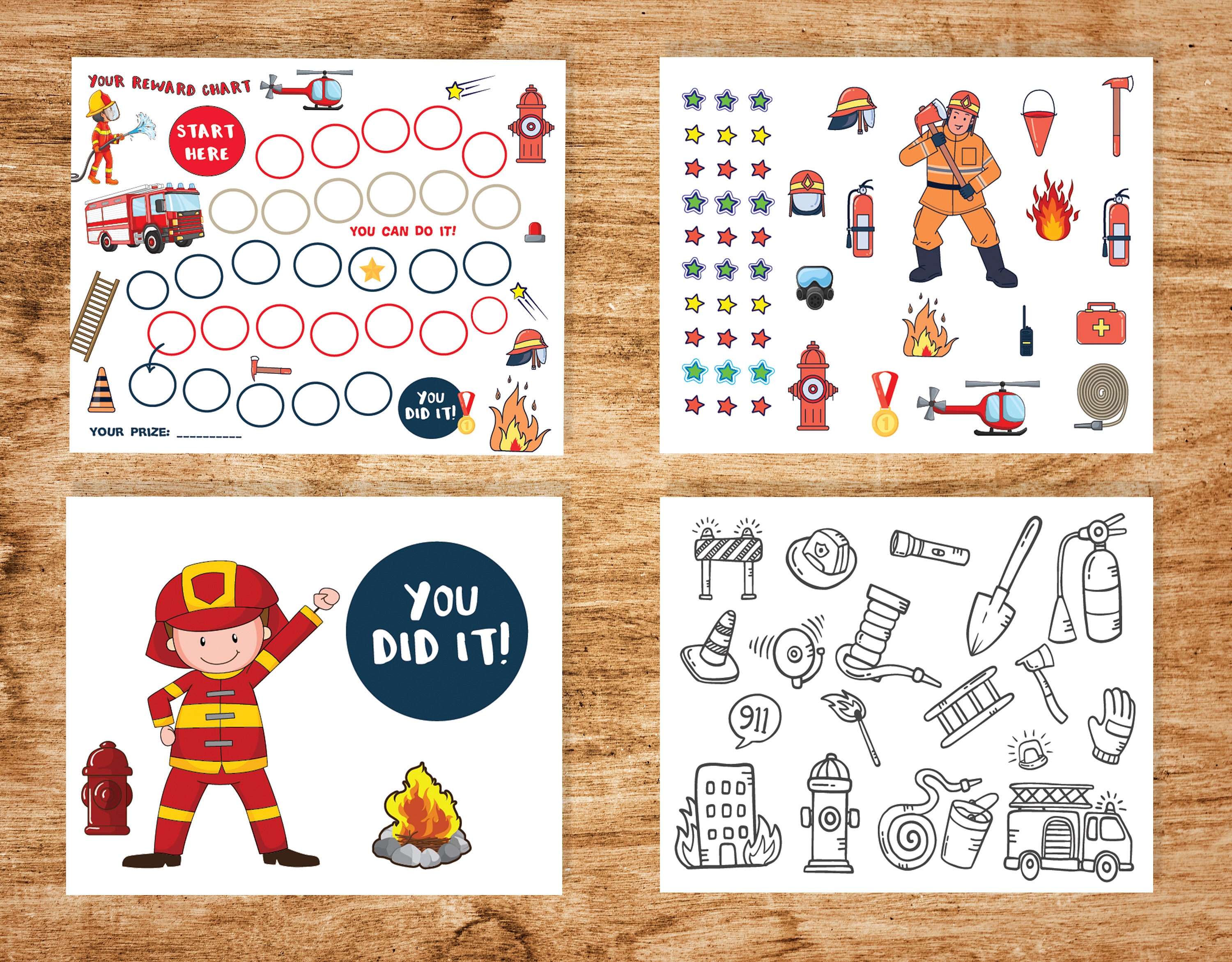 Printable Fire Engin Reward Chart, Sticker Chart, Instant Download ...