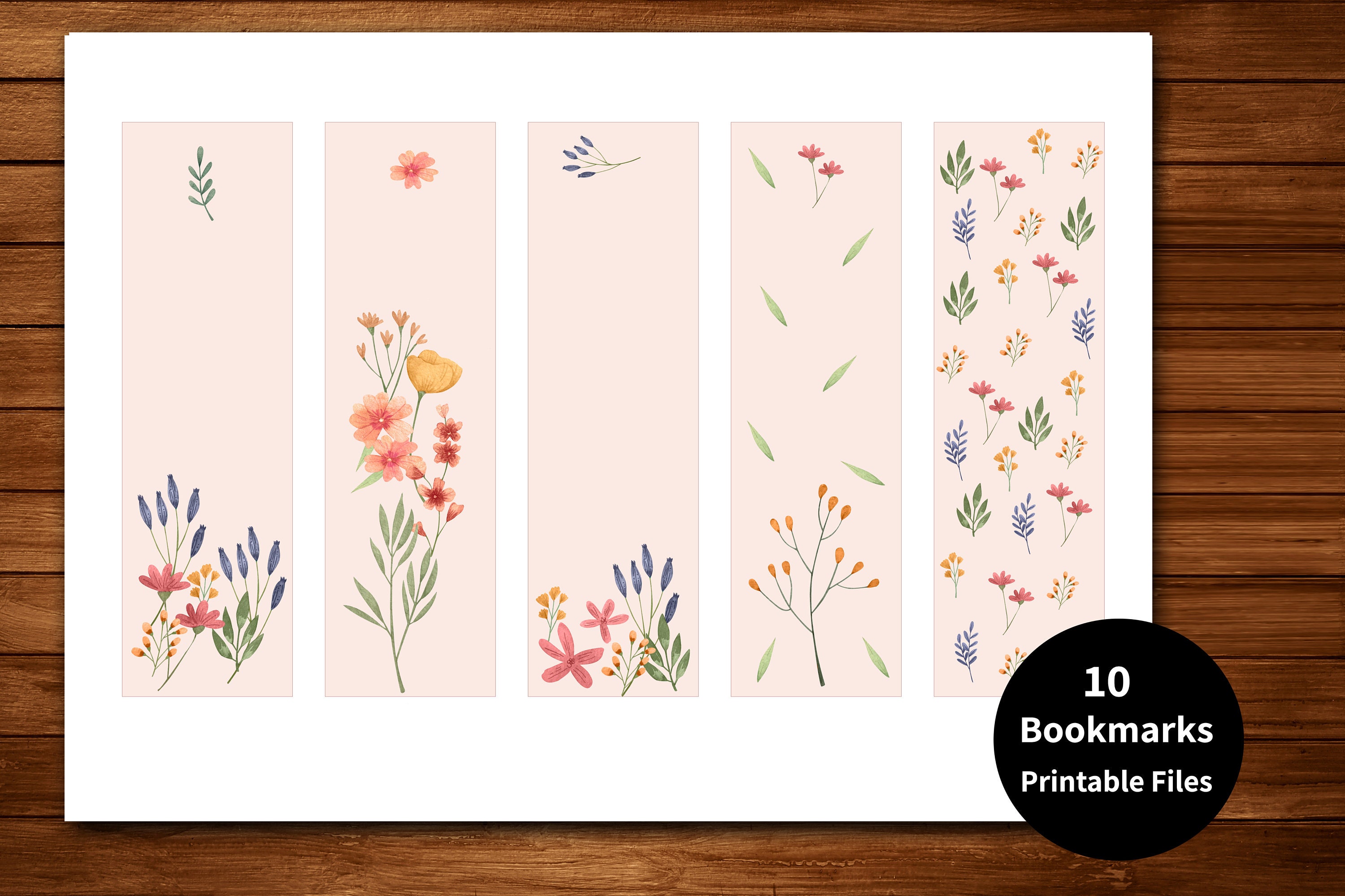 Printable Bookmarks Flowers Bookmarksprintable Bookmarks - Etsy