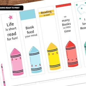 Printable Crayon Bookmarks for Kids: Colorful Reading Set (PDF) - Etsy
