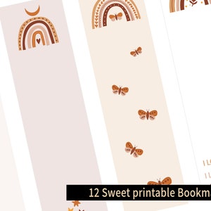 Boho Rainbow Bookmarks: 12 Printable Cards (instant Download) - Etsy
