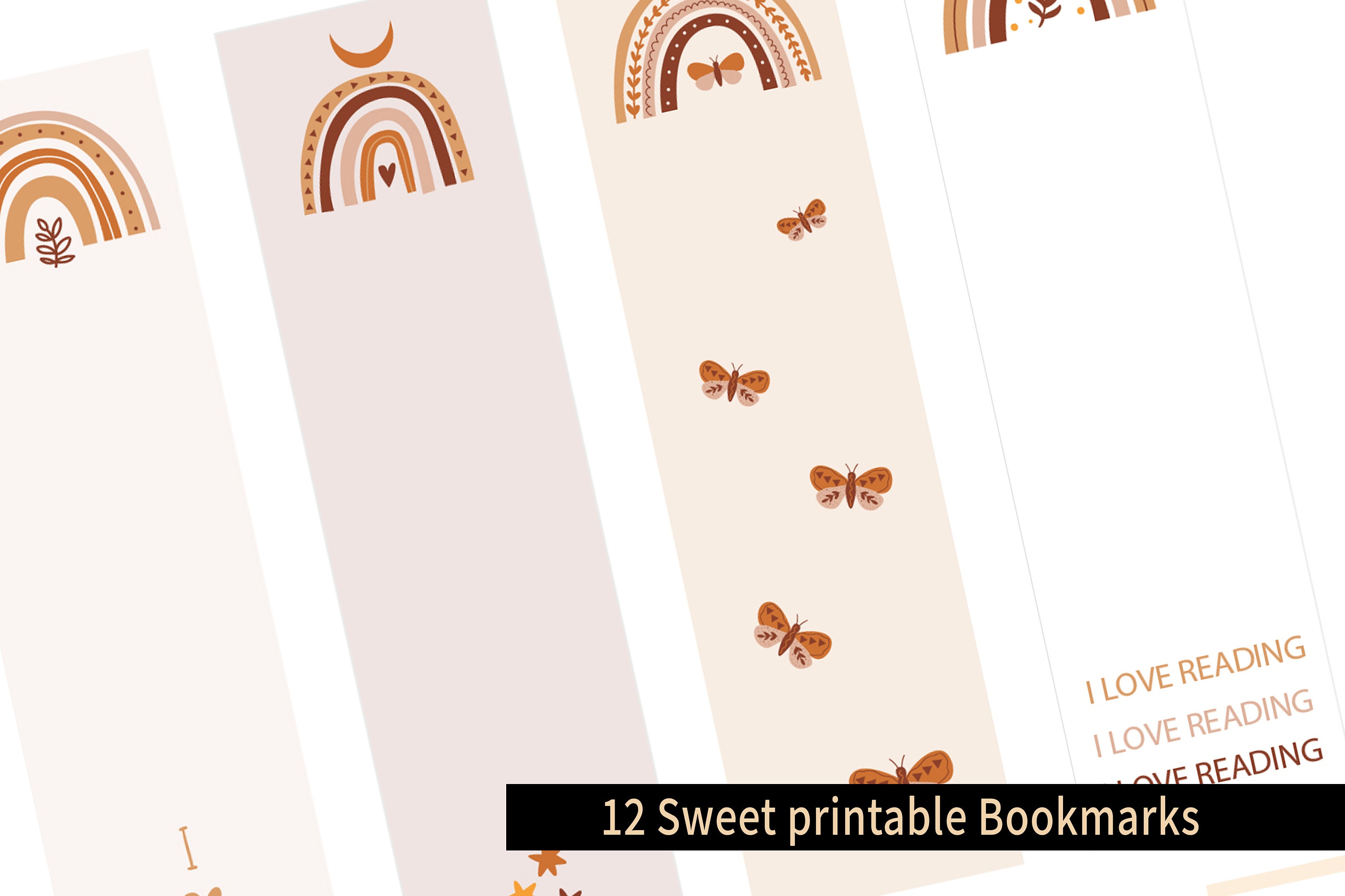 Boho Rainbow Bookmarks: 12 Printable Cards (instant Download) - Etsy