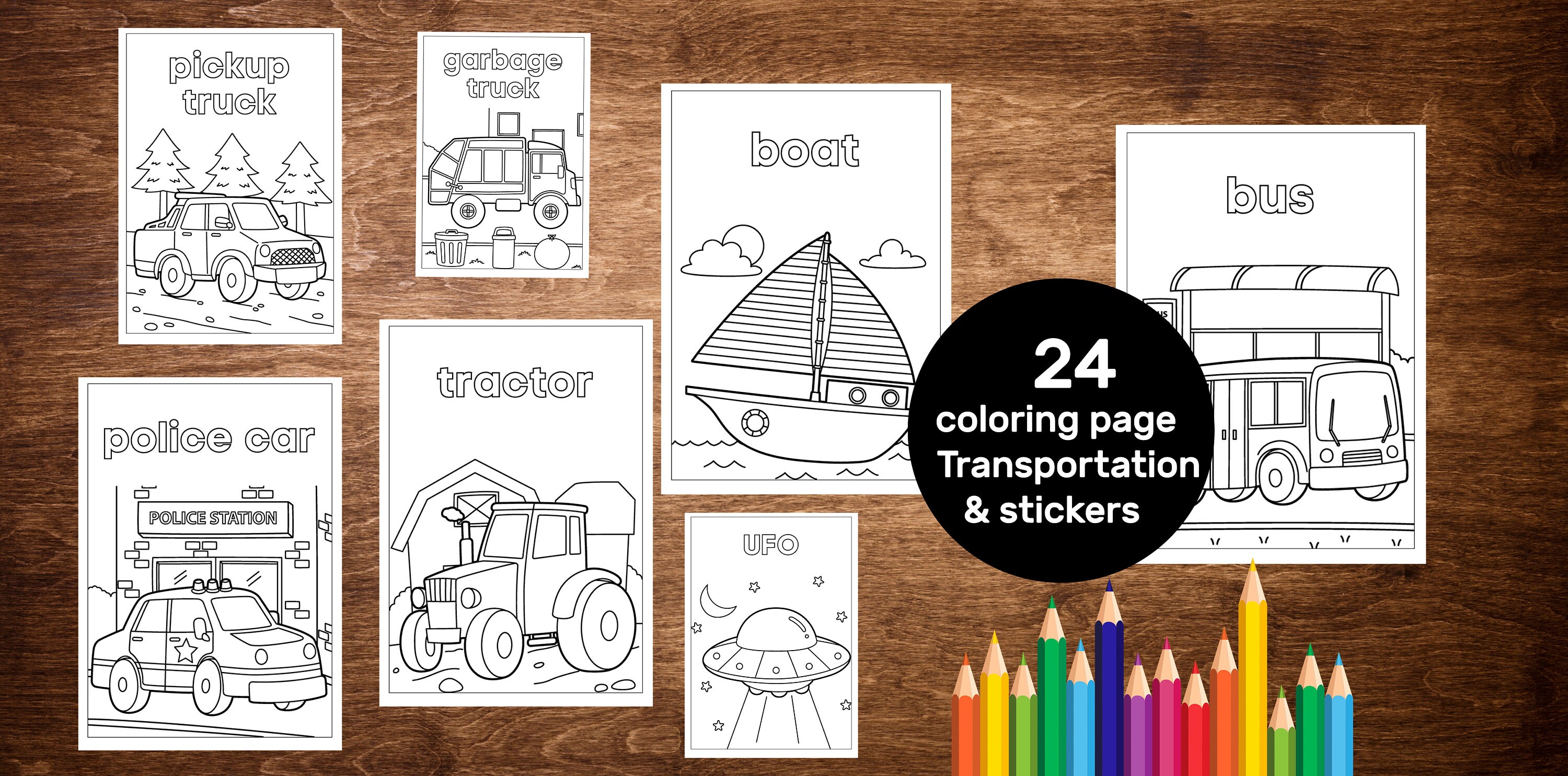 Colouring Page vehicles & Transportation Coloring Pages - Etsy
