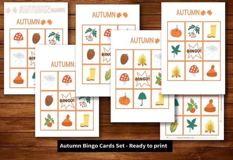 Autumn Bingo Game – Printable Fall Activity for Kids and Family, PDF ...