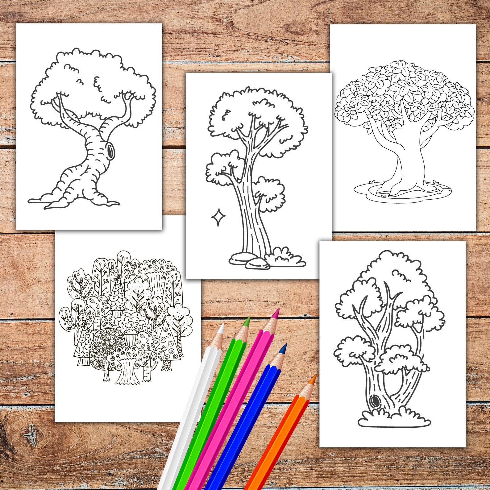Tree Colouring Page I Printable Tree DIGITAL Colouring Page| INSTANT ...