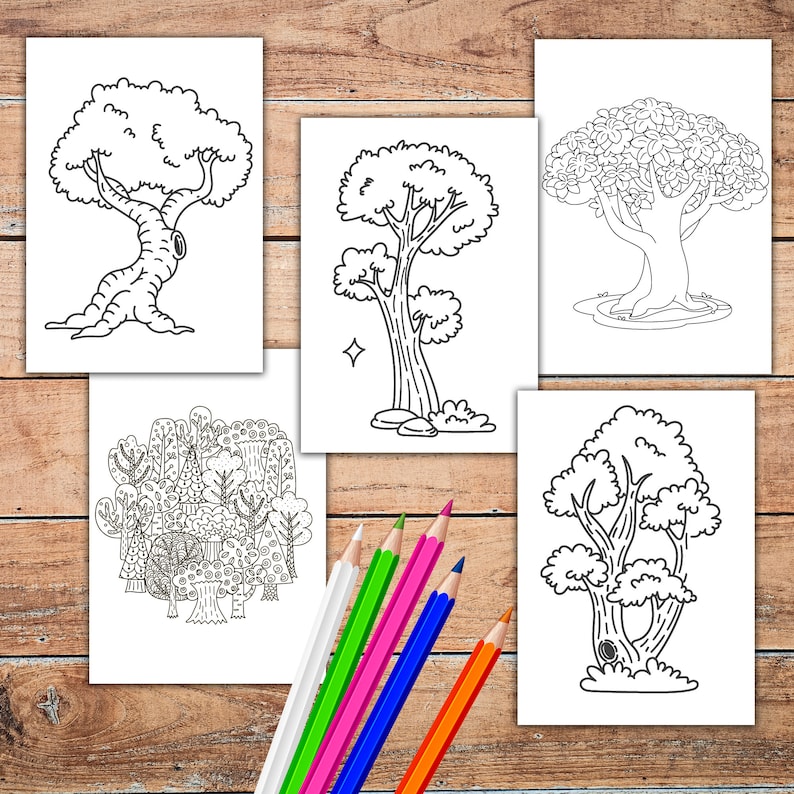 Tree Colouring Page I Printable Tree DIGITAL Colouring Page| INSTANT ...