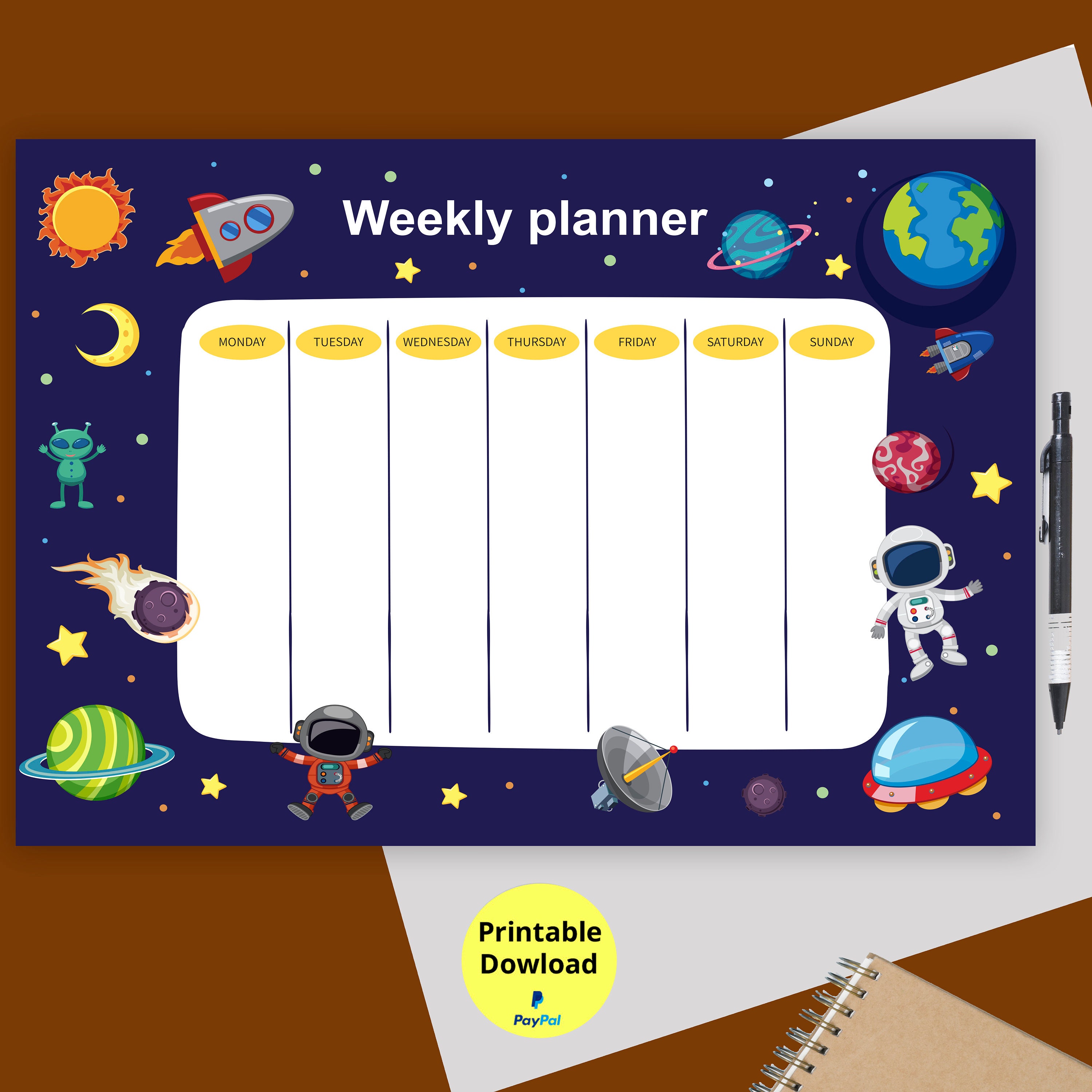 Daily Schedule Printable Space Printable Daily Organizer - Etsy Canada