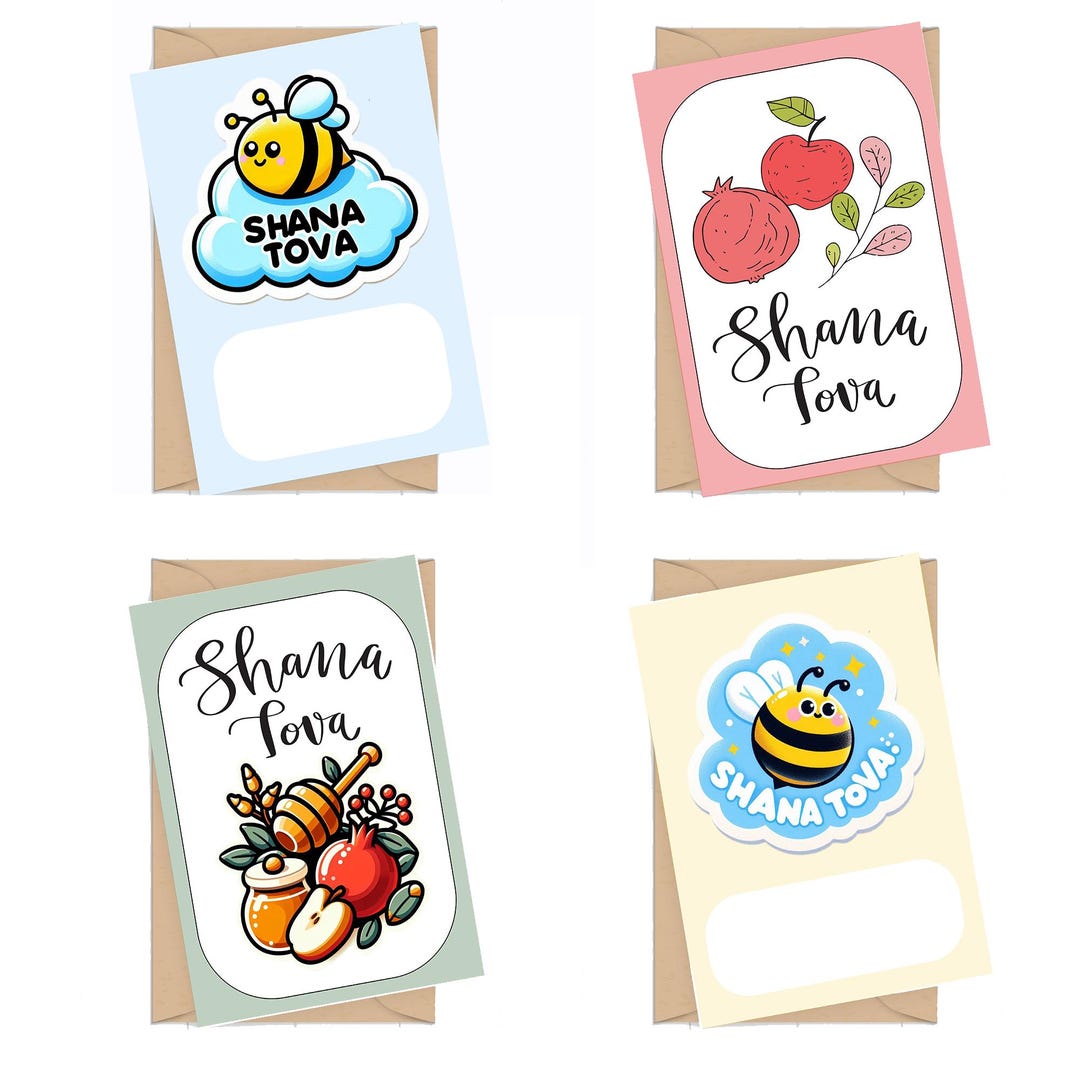 Hebrew Rosh Hashanah Cards Kit, Hebrew Shana Tova Cards Kit, Happy New ...