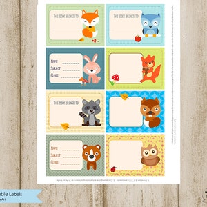 Labels Animals Set - Back to School Labels- Printable School Labels ...