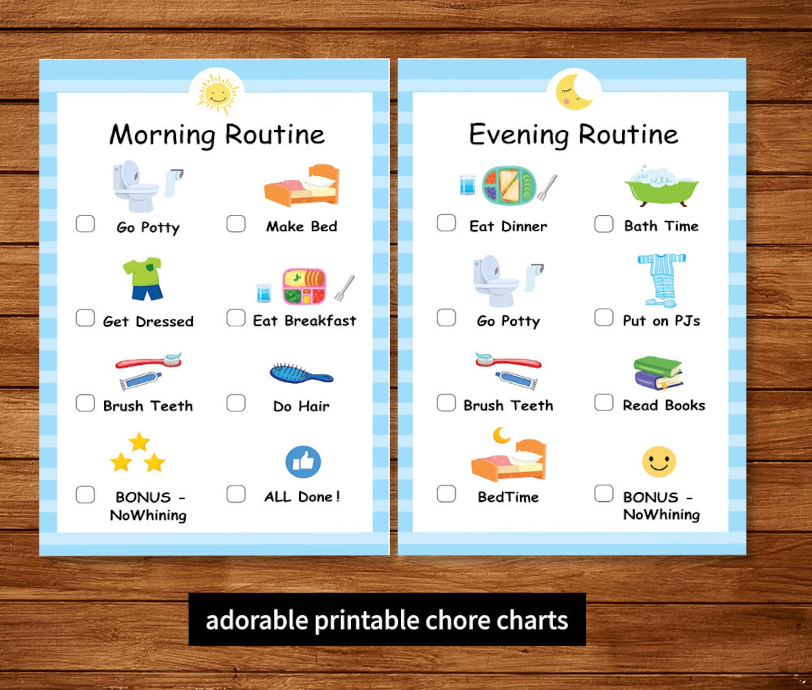 Kids Chore Chart Printable Morning and Evening ,routine Chart Kids ...