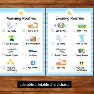 Kids Chore Chart Printable Morning and Evening routine Chart - Etsy