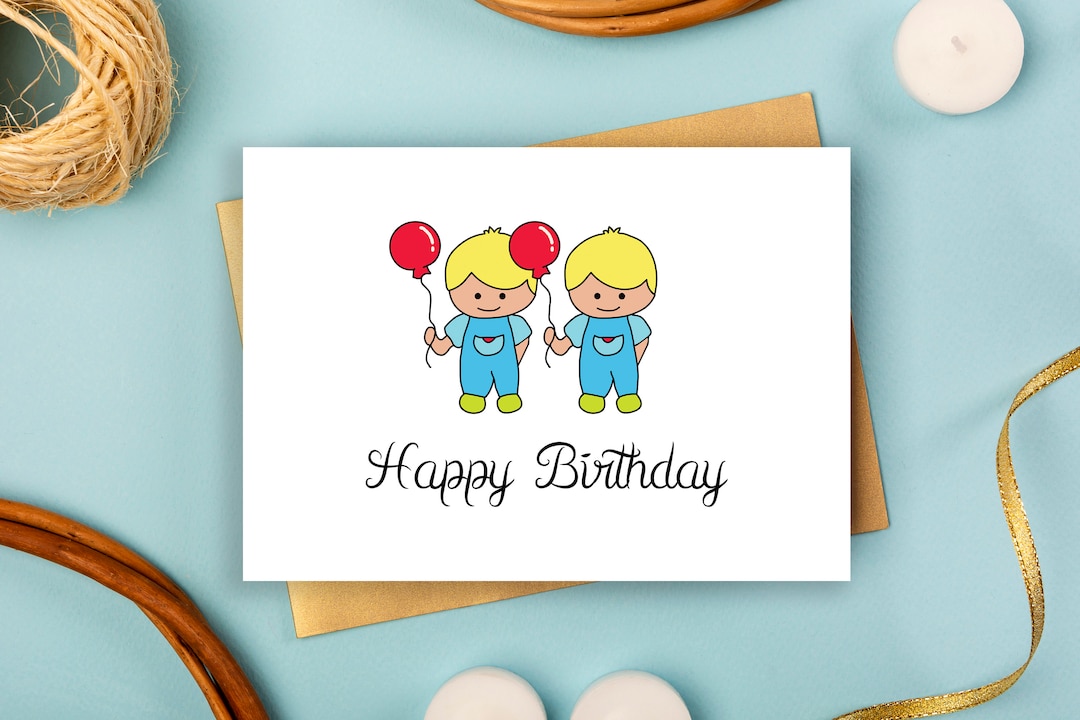 Twins Birthday Cards,birthday Card, for Twins Boys, Twins Greeting ...