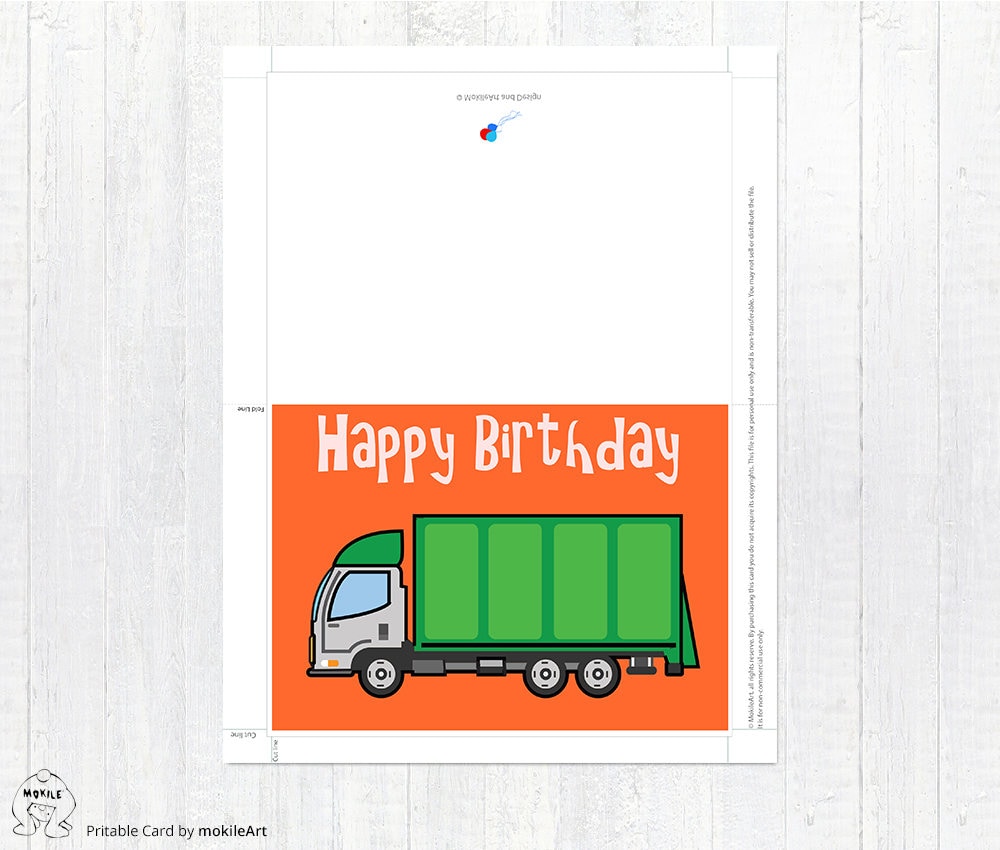 Printable Garbage Truck Cards ,printable Birthday Cards ,birthday Card ...