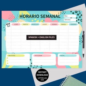Printable Weekly Planner,planificador Semanal Imprimible, Gift, Fashion ...