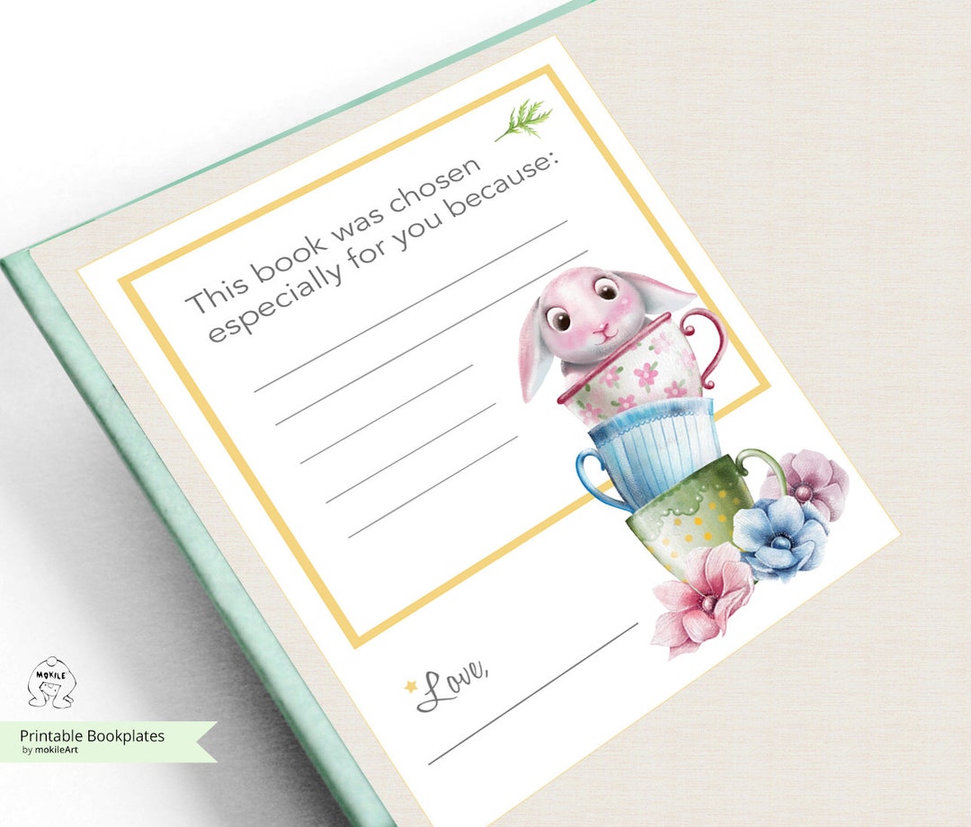 Printable Rabbit Book Plate – Baby Shower Gift (PDF File) - Etsy