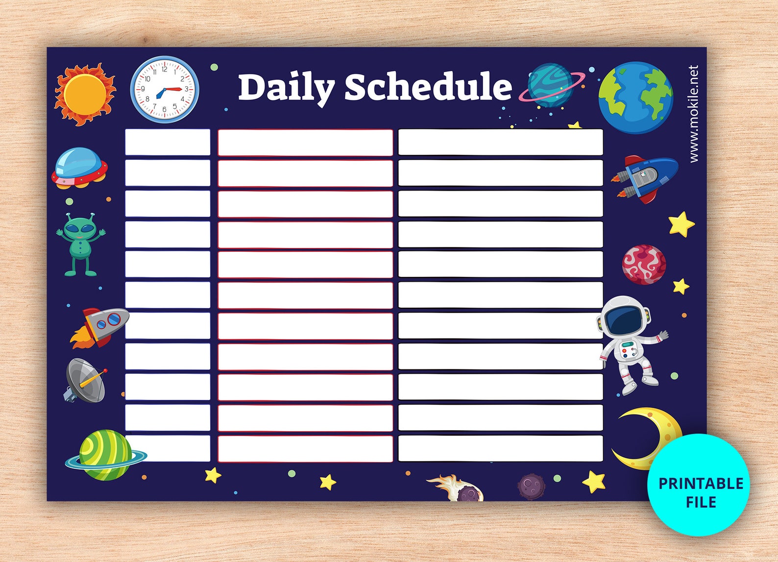 Weekly Schedule Printable Space Printable Weekly Organizer - Etsy