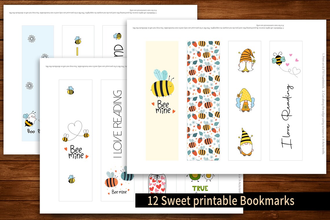 Printable Bookmarks Templateprintable Bookmarks ANIMALS | Etsy