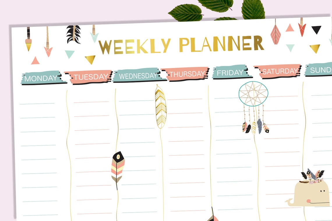 Weekly Schedule Printable, Student Hourly Planner, Weekly Organizer ...
