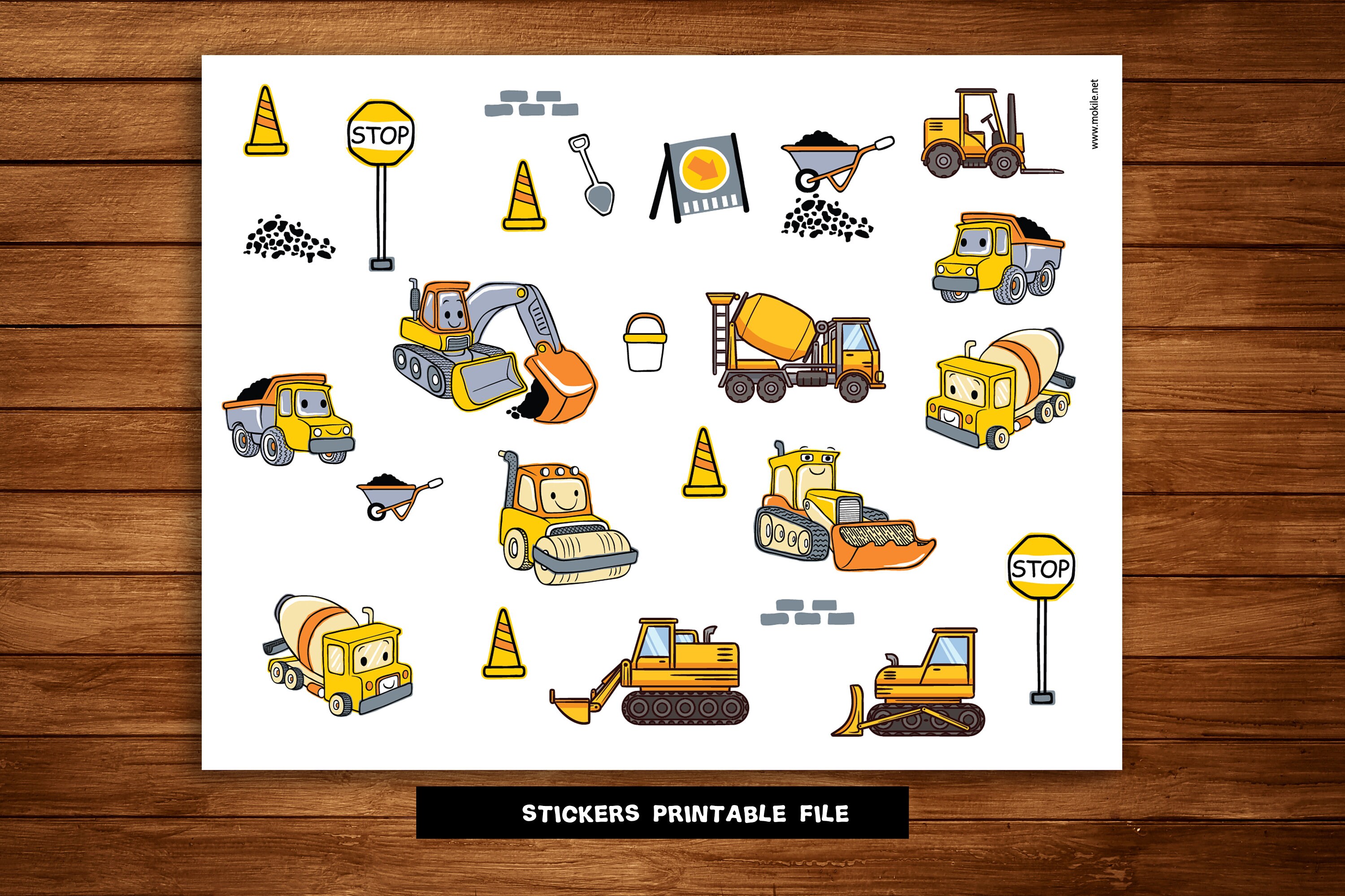 Construction Printable Construction Cards construction - Etsy