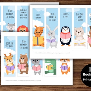 Animals Printable Bookmarks: Kids Bookmark Set (digital Download) - Etsy