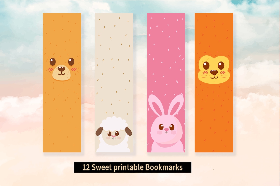 Animal Printable Bookmarks, Set of 12 (digital Download) - Etsy