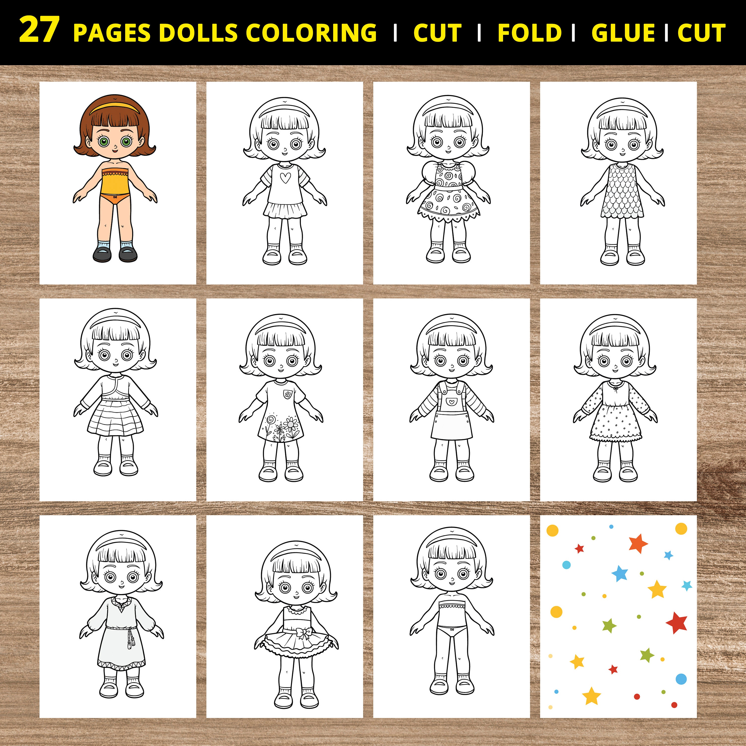 Paper Dolls: Dress-up Activity, Coloring Pages (27 Pages, PDF) - Etsy