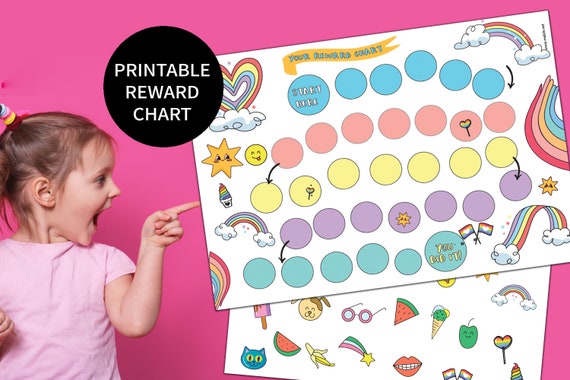 Printable Reward Chart Rainbow Sticker Chart Instant - Etsy