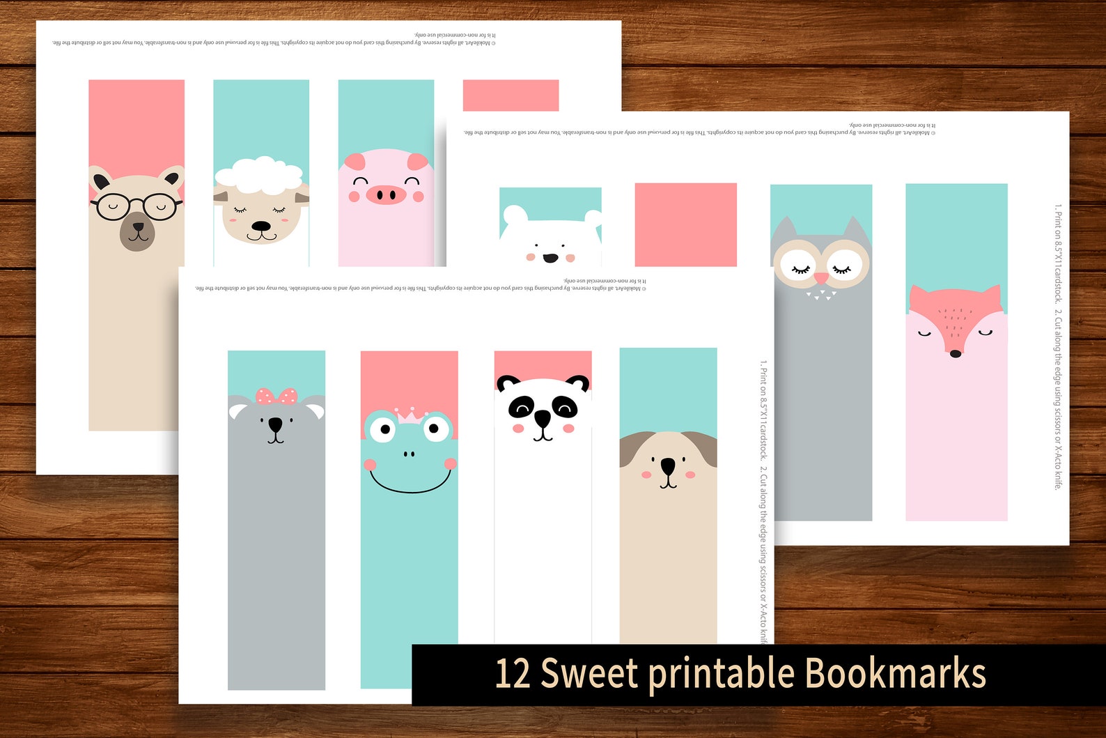 Printable Bookmarks Template Animals Bookmarks Printable - Etsy Canada