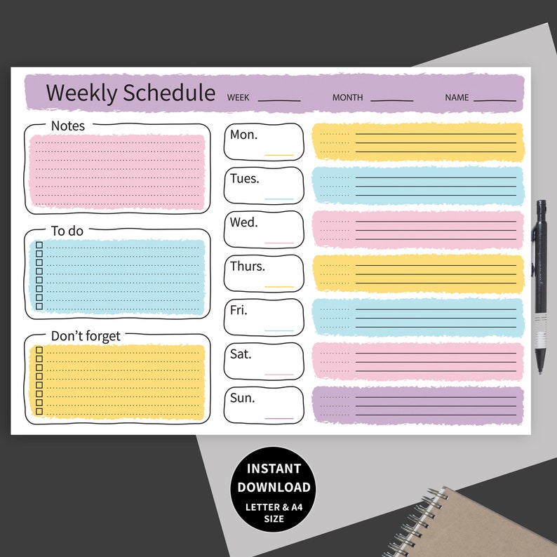 Kids Daily Schedule Planner Printable Gift for Kidprintable - Etsy
