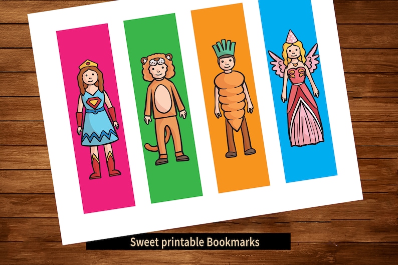 Costume Bookmarks: Printable Coloring Page Set (digital Download) - Etsy